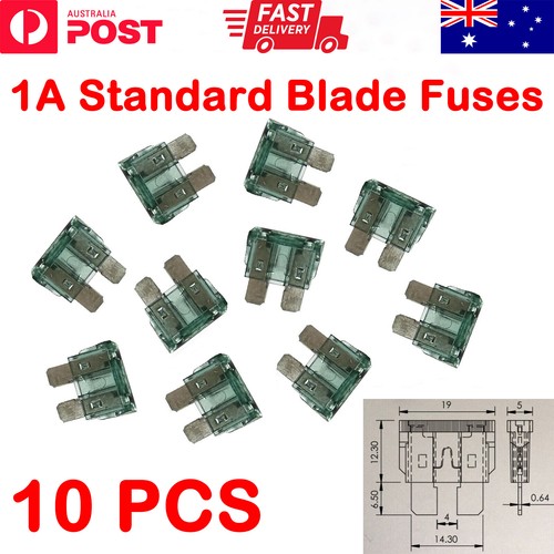 10 Pcs 1A Standard Blade Fuses - Green Car Truck Auto Fuses 1 Amp Fuse ...