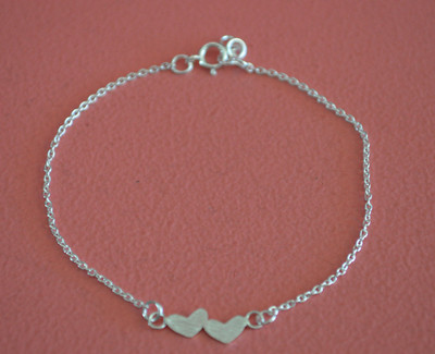 925 Sterling Silver Hearts Bracelet - Two Hearts Interlock Bracelet w ...