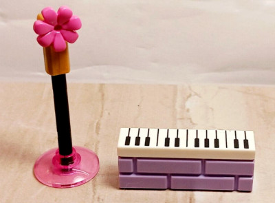 New LEGO Keyboard Microphone Flower Set Purple Stand Brick Printed ...