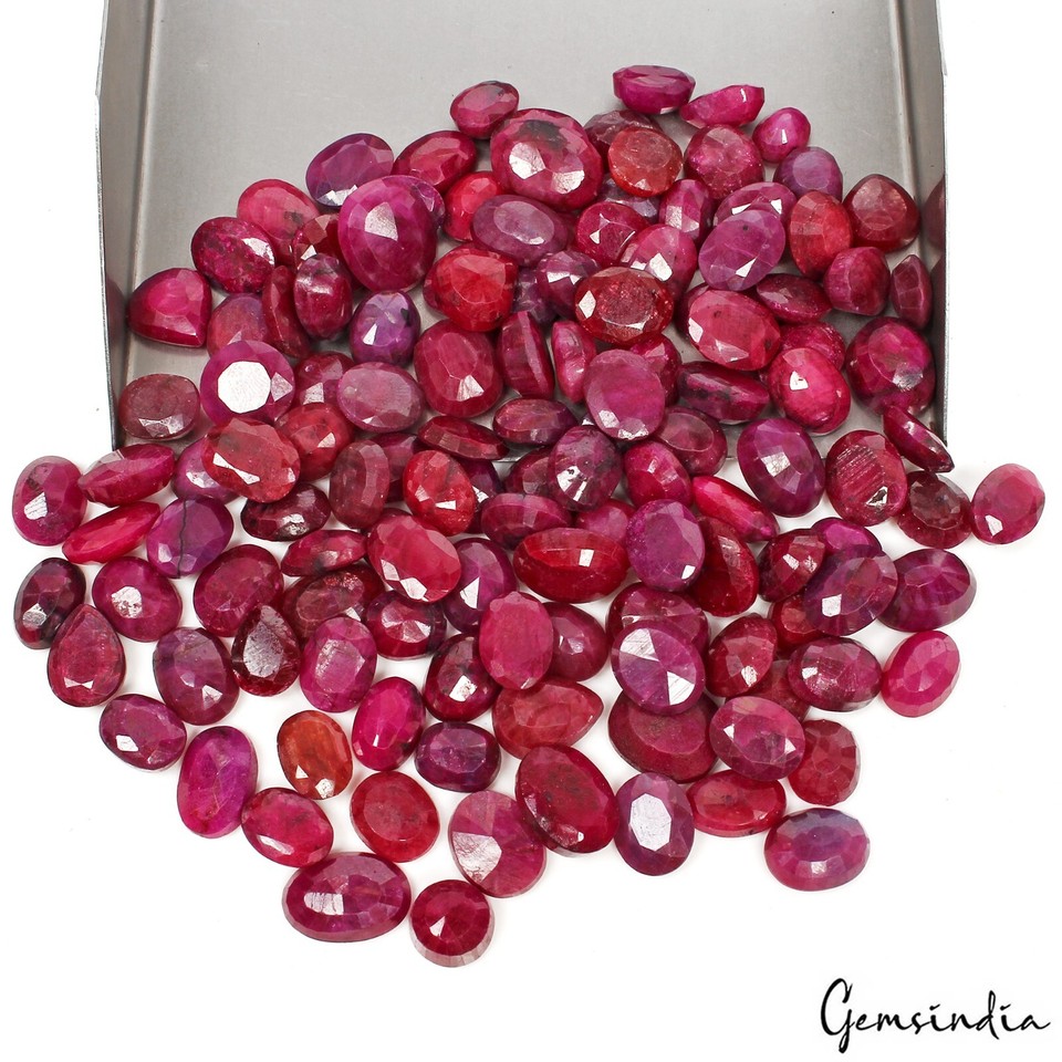 500 Ct/131 Pcs Natural Pink Red Ruby 7-13mm Oval Cut Loose Jewelry ...