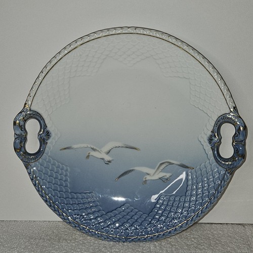 Bing & Grondahl Seagull Cake Plate #101 w Fish Handles Gold/ Blue | eBay
