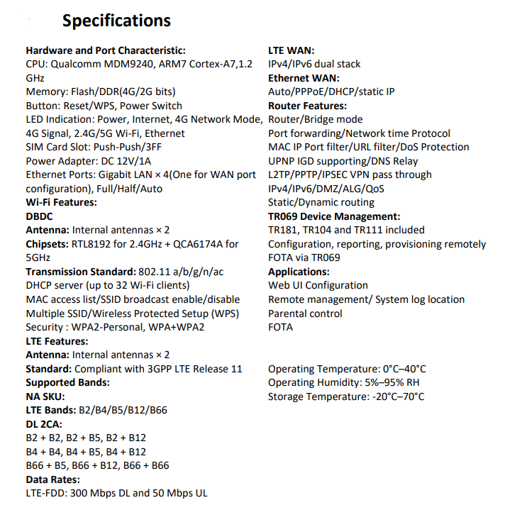 US Cellular Wistron NeWeb WLD92 4G LTE Wi-Fi Router 2.4GHZ/5Ghz ...