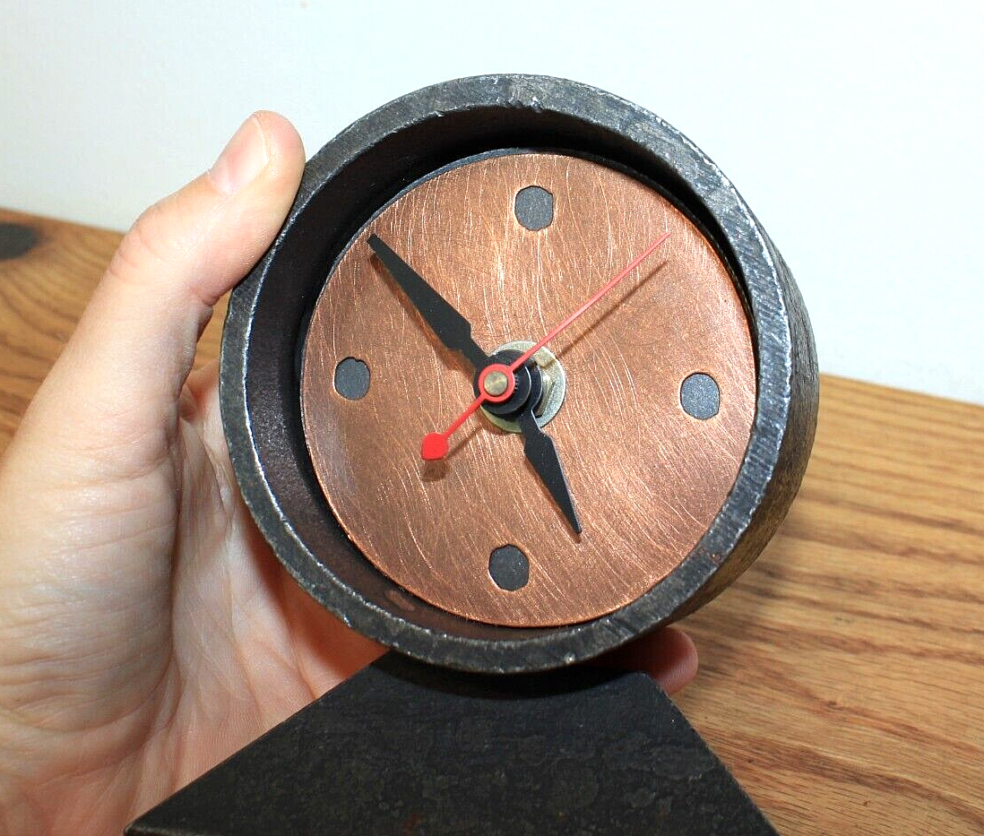 Steven Bronstein Iron & Copper Desk Clock, Industrial, Steampunk, Table ...