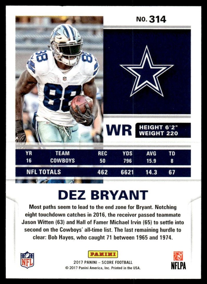 2017 Score 314 Dez Bryant Dallas Cowboys Football Card | eBay