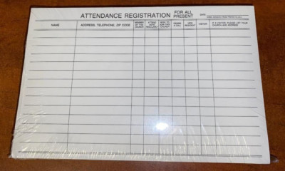Attendance Registration Pads For All Present 10 Pads Forms Sheets New ...