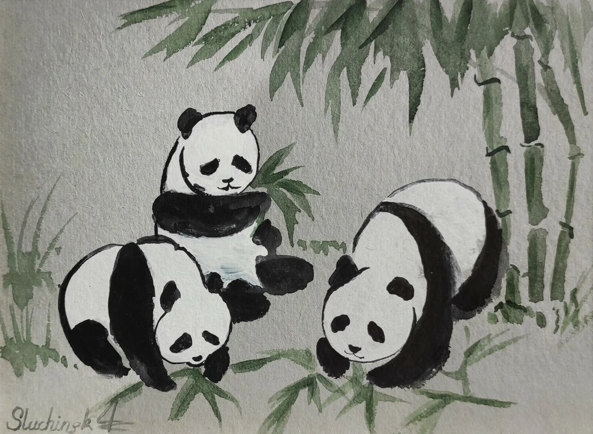 Chinese Painting Bamboo And Panda