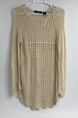 NEW Crystal Kobe Crochet Tunic Sweater Cream Boho Capsule Minimalist ...