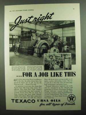 1937 Texaco Ursa Oils Ad - Just Right For Job Like This | eBay