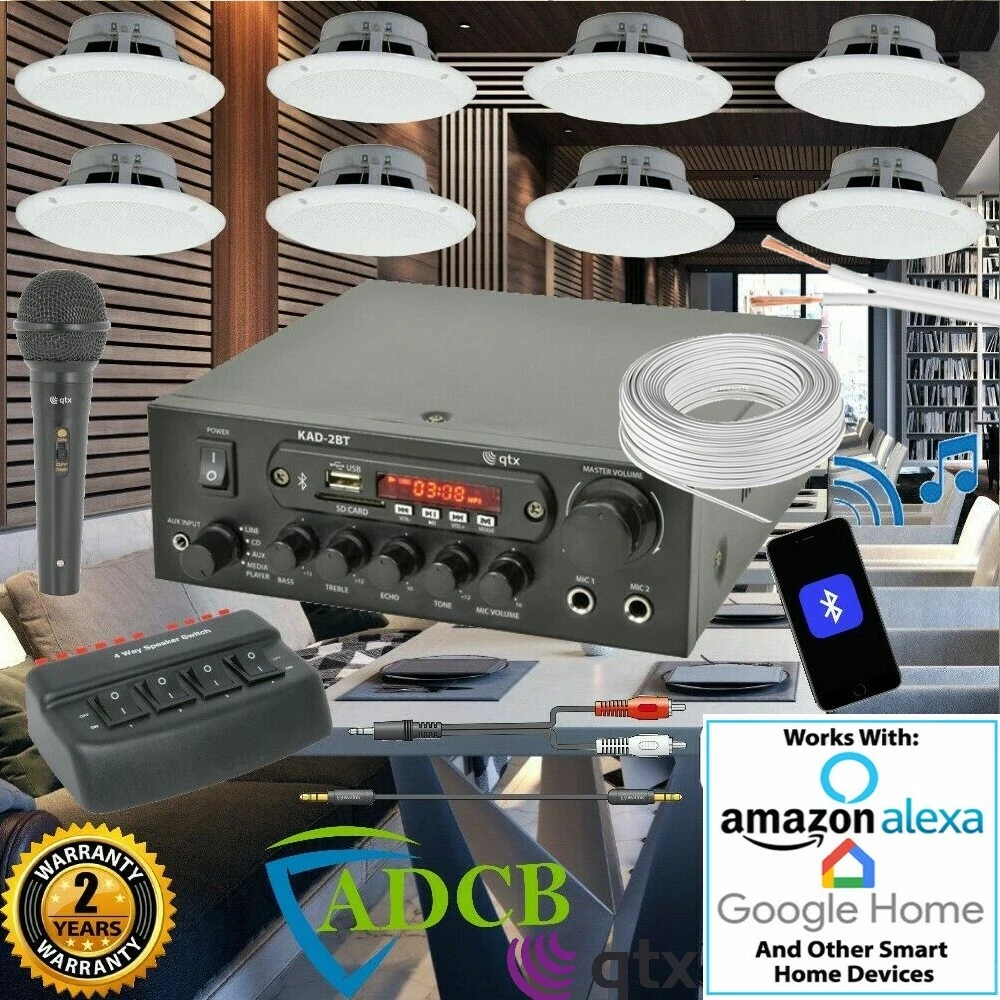 Cafe Restaurant Bluetooth Amplifier And Ceiling Speaker Kit, 51% OFF