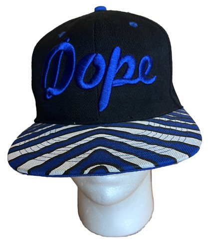DOPE Tie dyed Black Snapback Baseball Cap Embroidered Hat Blue & White Stripes | eBay