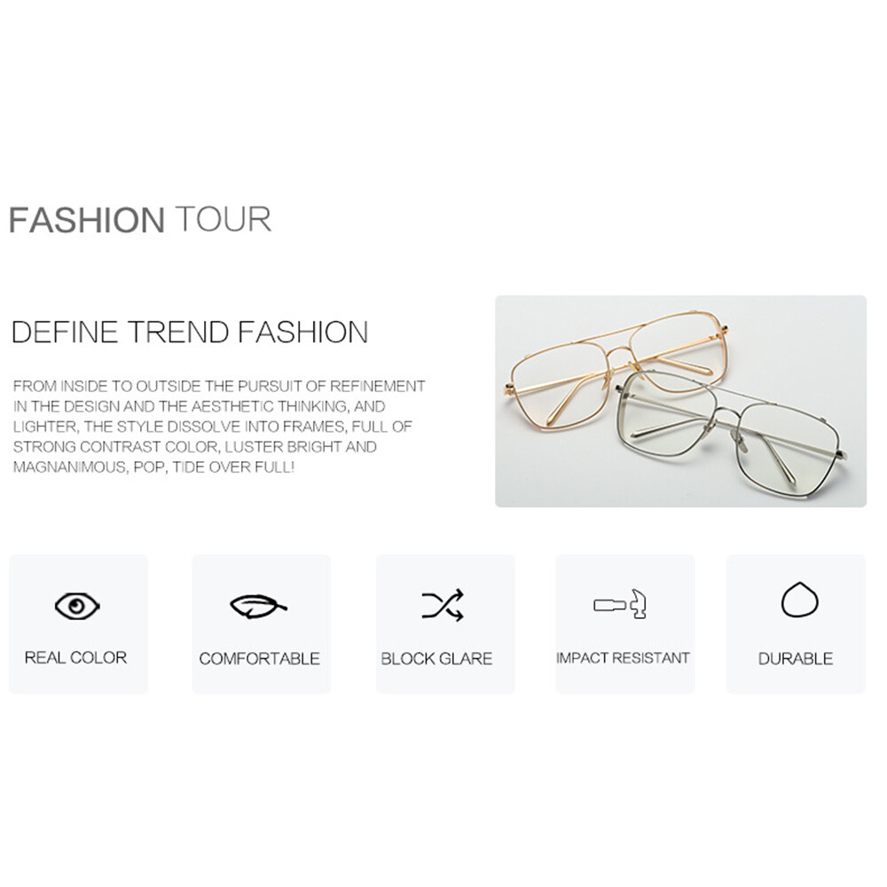 Men Women Metal Oversize Eyeglasses Clear Lens Square Fashion Glasses ...