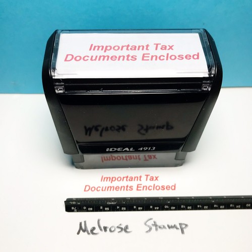 Important Tax Documents Enclosed Rubber Stamp Red Ink Self Inking Ideal ...