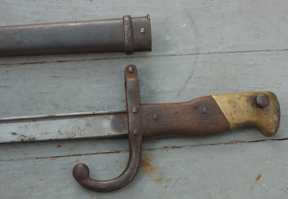 French Army M-1874 Gras Rifle Sword Bayonet D'Armes St. Etienne 1880 w ...