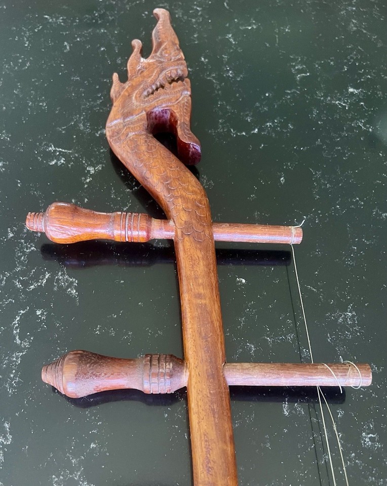 Cambodia Tro Sau Toch Spike Fiddle & Bow Python Skin Coconut Drum ...