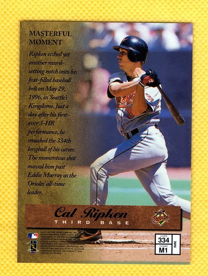 1997 CAL RIPKEN JR Topps Finest Masters Gold #334 | eBay