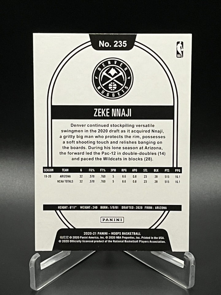 2020-21 Panini NBA Hoops - Teal Explosion #235 Zeke Nnaji (RC) | eBay