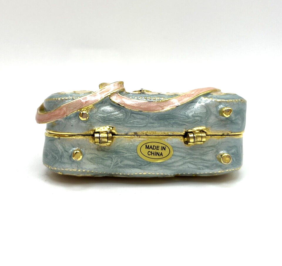 Vintage Pocketbook Trinket Box Bejeweled Enamel Crystals Purse ...