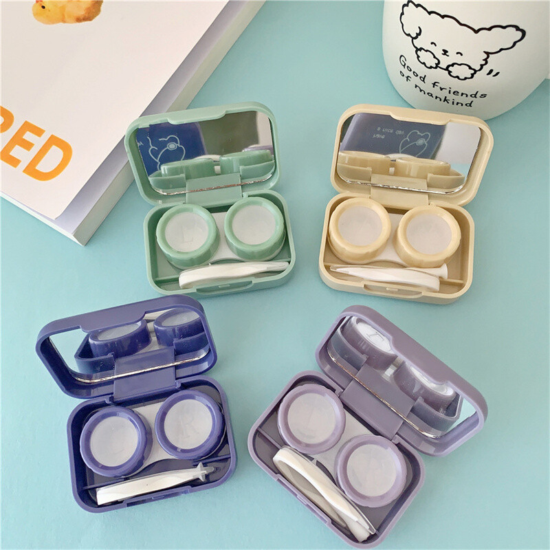 Colorful Contact Lens Case Set With Mirror Small Portable Immersion ...