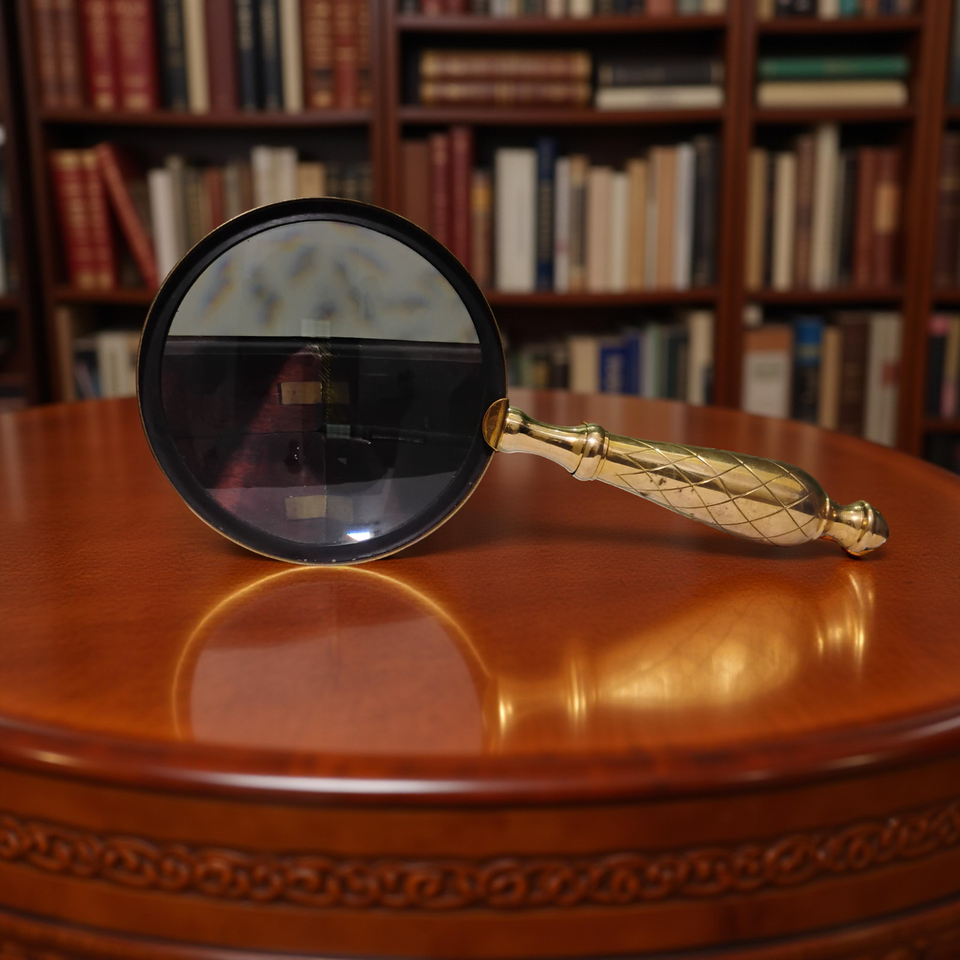 Antique Heavy Brass Magnifying Glass Solid Vintage Magnifier & A ...