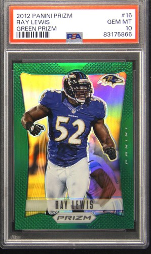2012 Panini Prizm #16 Ray Lewis GREEN PRIZM PSA 10 GEM MINT POP 3 ...