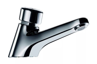 Delabie Tempostop Time Flow Basin Pillar Tap Push Button TFC745P 7 Sec ...
