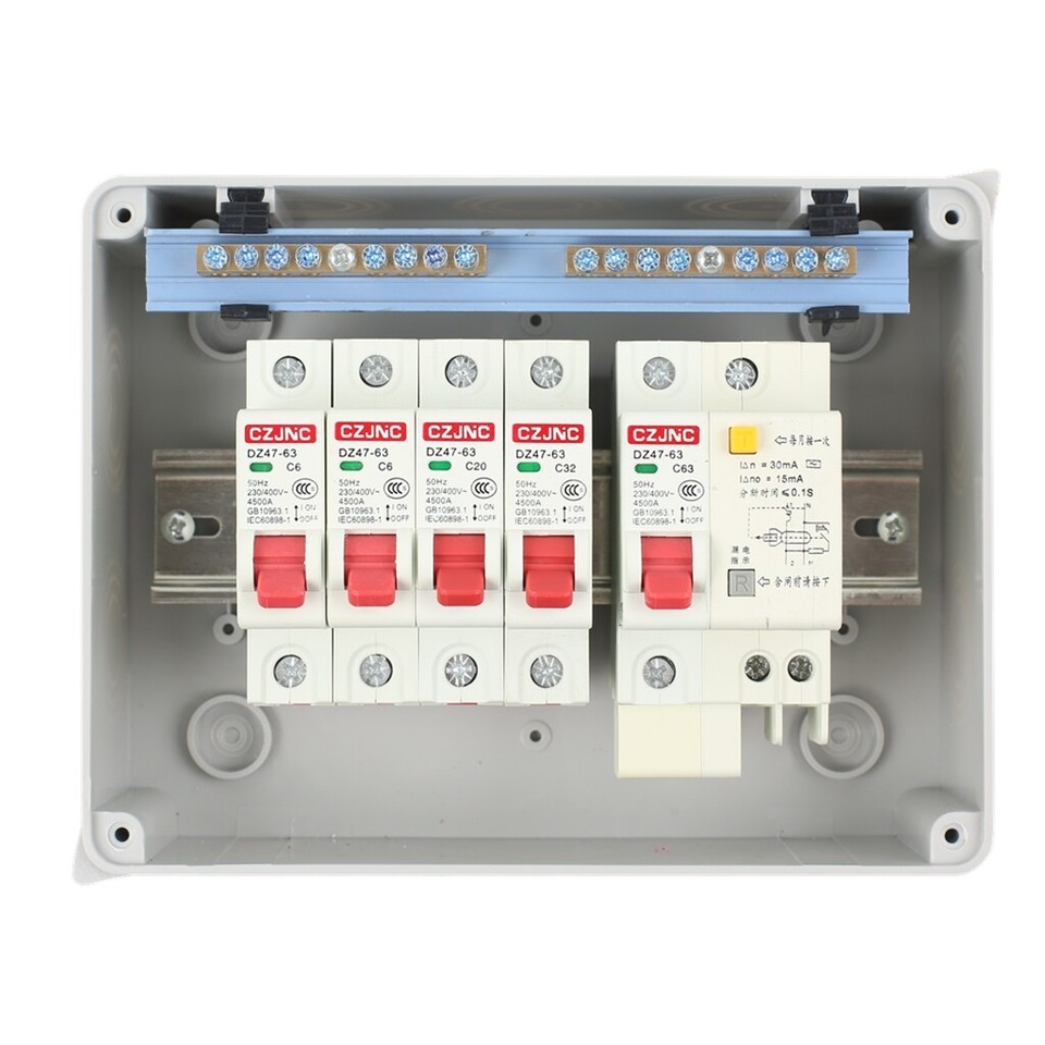4 Way Consumer Unit fuse box 4 MCB Circuit Breakers Isolator Shed ...