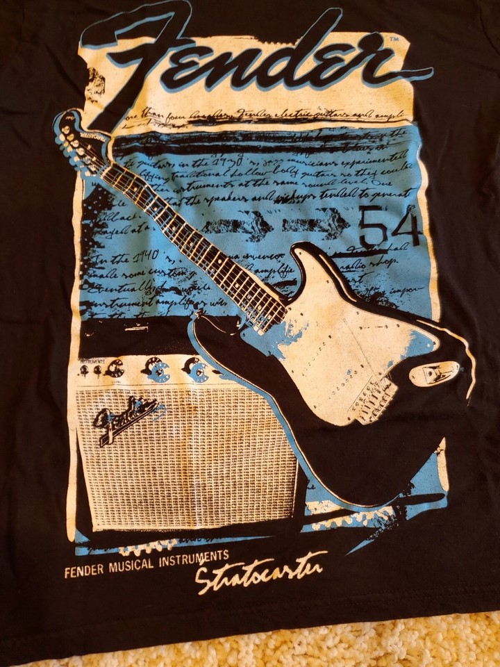 Fender Guitar Shirt Small Fender Stratocaster Graphic T Shirt Black | eBay