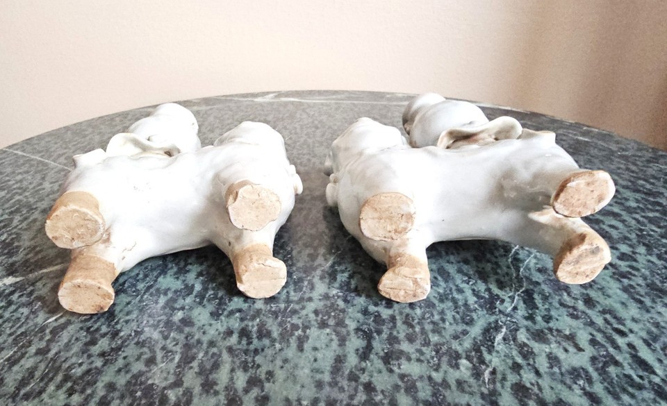 Pair Antique Blanc De Chine Porcelain Foo Dog Joss Stick Holders Dehua ...