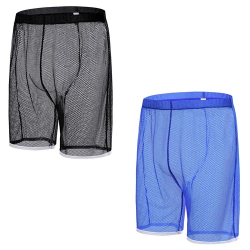 Mens Fishnet Sheer Mesh Boxer Shorts Sexy Loose Ultra Soft Boxer Trunks ...