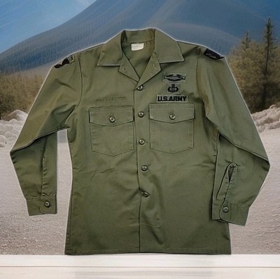 VTG Military Shirt Green OG 507 US Army Airborne/subdued Patches LG ...