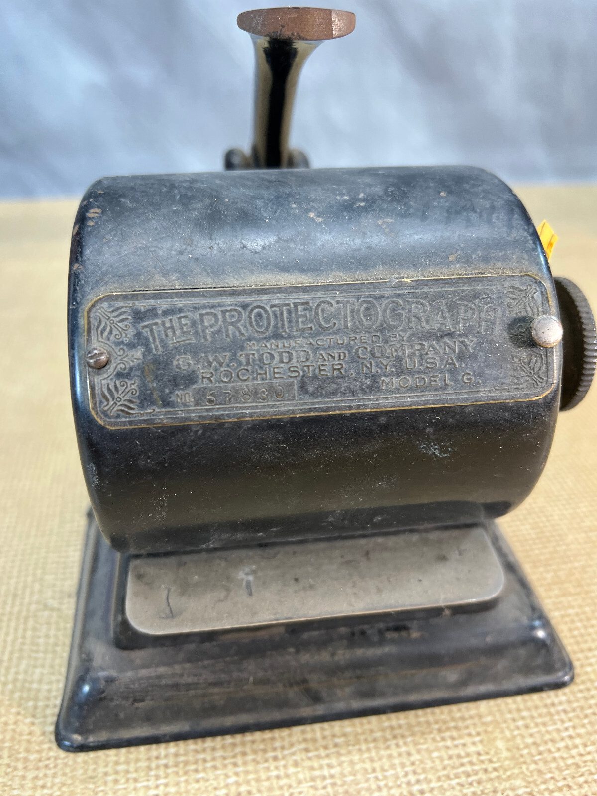 Antique GW Todd & Co Protectograph Mechanical Check Writer Model G USA ...
