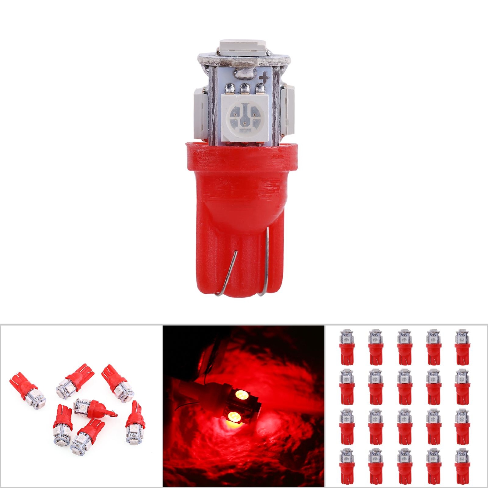 Car Auto 20PCS 12V T10 5050 5 SMD LED Wedge Light Bulbs Super Bright ...