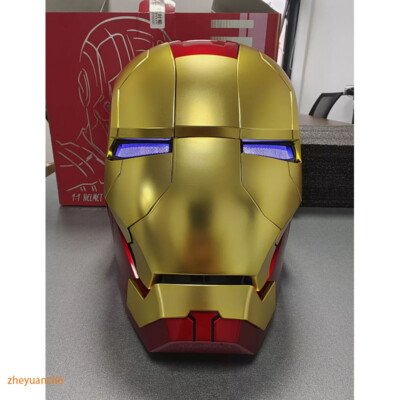 New Iron Man Gold MK5 Helmet Electronic Voice Activated Open&Close Mask ...