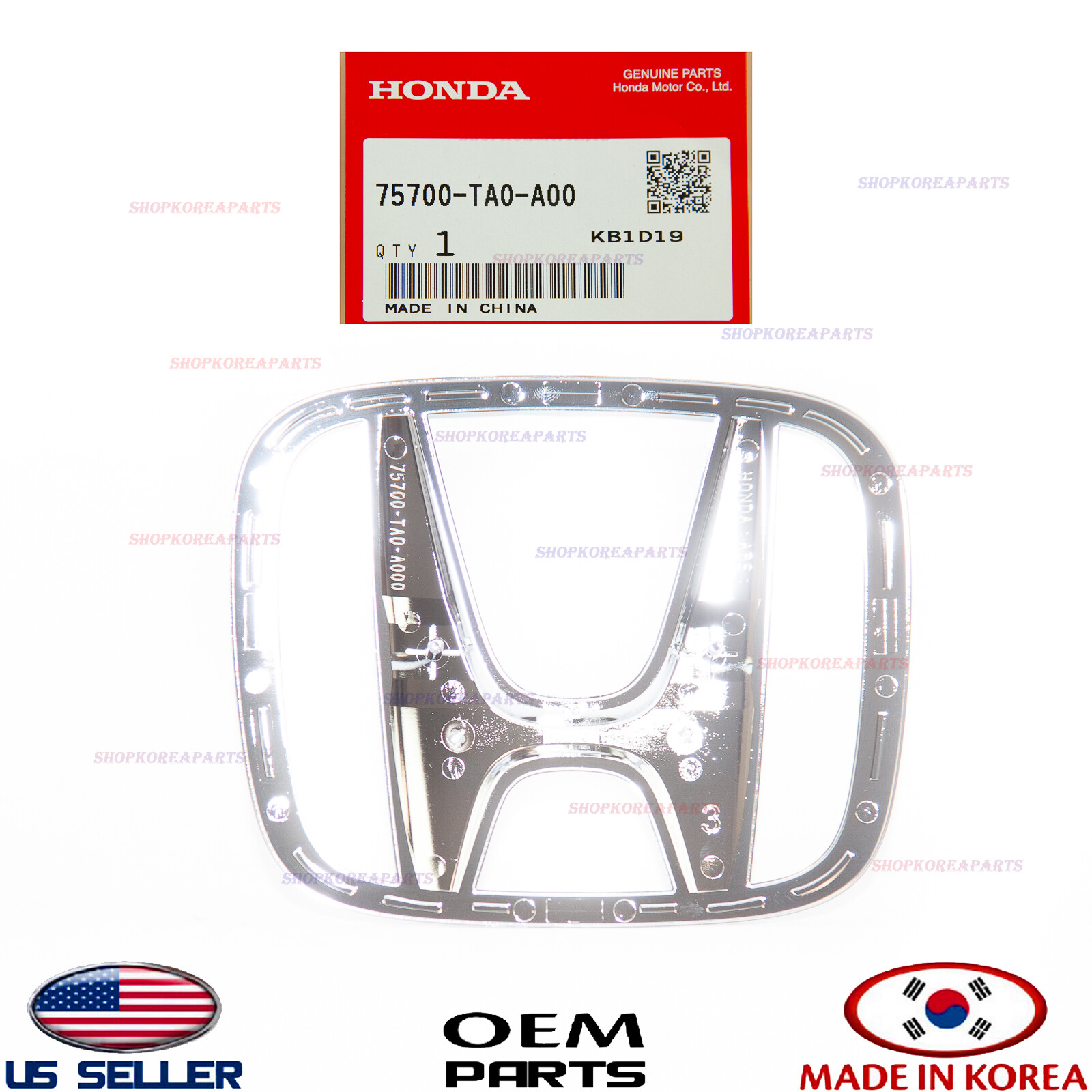 2008-2018 Honda Front Grille Emblem OEM | 75700TA0A00 | Genuine OEM ...