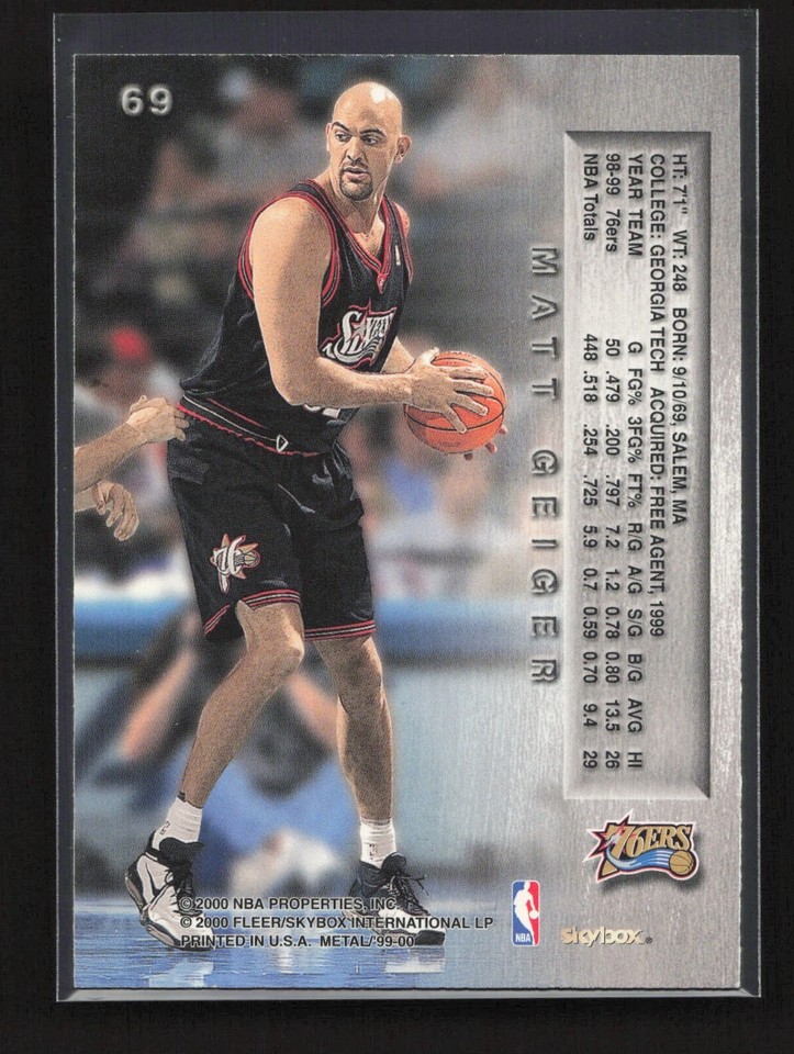 1999-00 Skybox Metal Basketball Matt Geiger #69 Philadelphia 76ers | eBay
