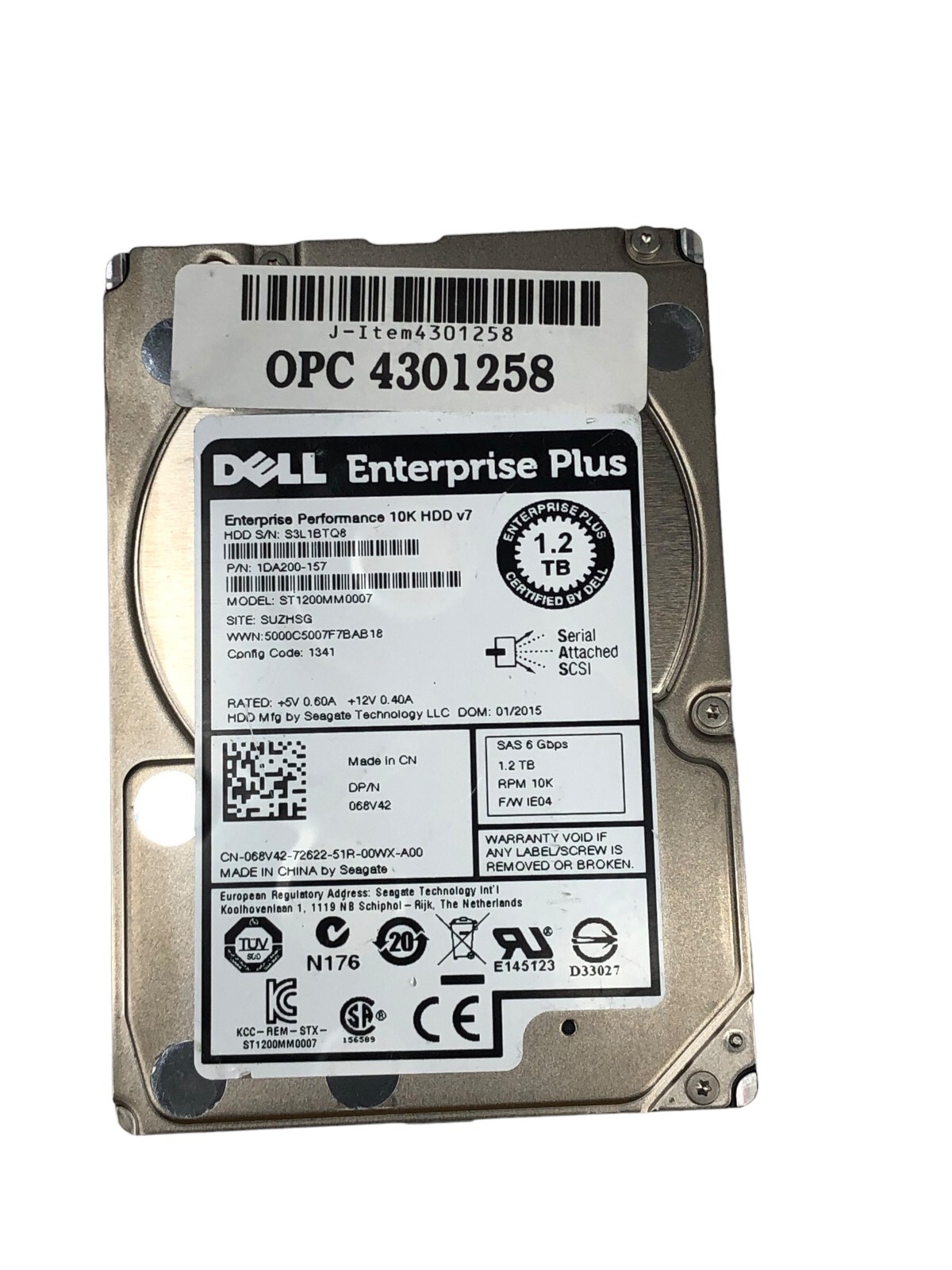 Dell Enterprise Plus 1.2TB HDD RPM 10K 2.5" SAS ST1200MM0007 Hard Drive ...