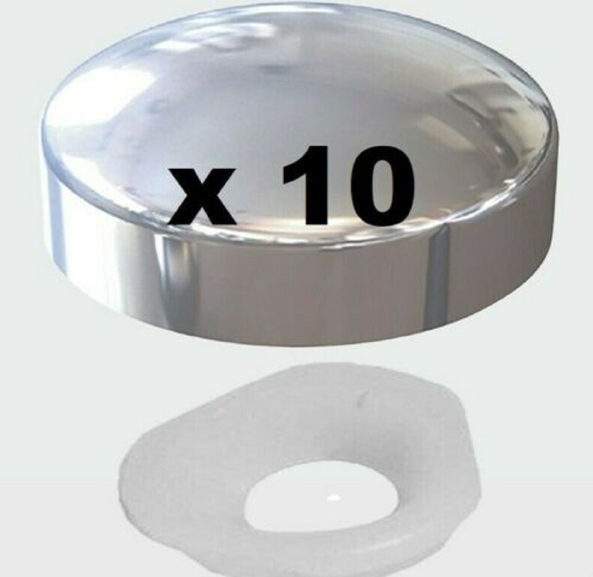 10xCHROME SILVER PLASTIC DOME SCREW COVER CAP 2 PIECE CLICK ON ...