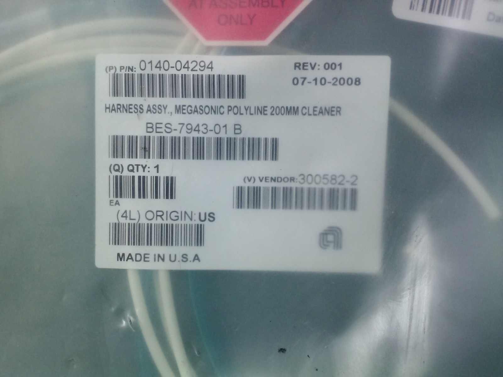 AMAT 0140-04294 HARNESS ASSY, MEGASONIC POLYLINE 200MM CLEANER, NEW | eBay
