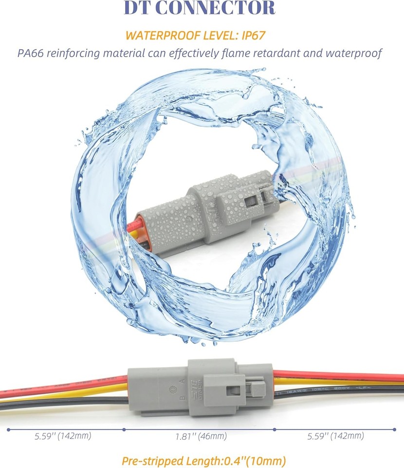 3 Pin Connector Kit Waterproof Electrical Connector 16 AWG Male 3 Pin 2 ...