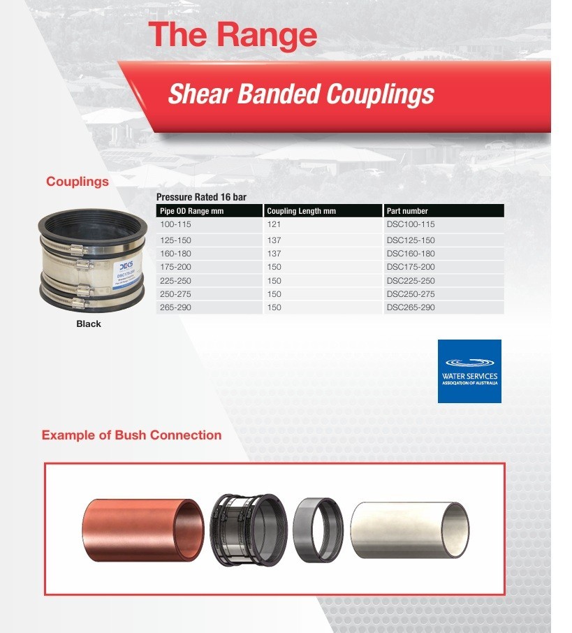 Deks DSC225–250 Shear Banded Coupling for 225–250mm OD Pipe | eBay ...