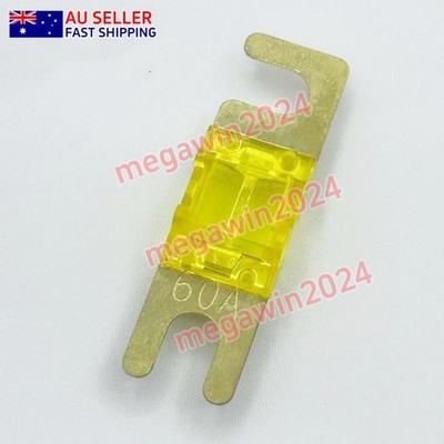 10PCS Yellow Mini ANL Fuses 60A Gold-Plated Zinc for Car Audio Video ...