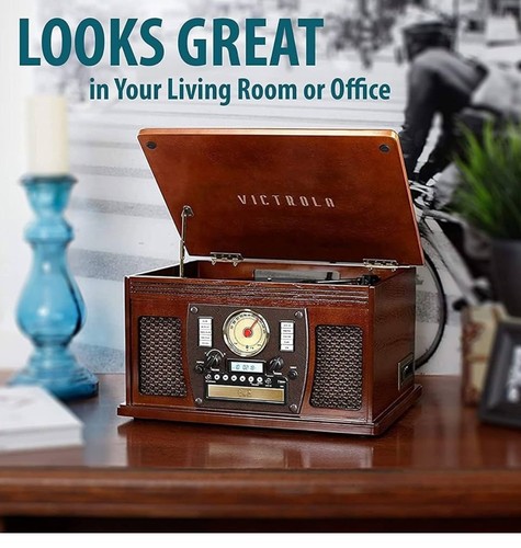 Victrola Aviator Signature 8-in-1 Record Player - Mahogany | eBay