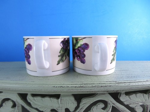 Oneida Casual Settings Rare Mugs Pair Grapevine Stoneware 9 Ounce Short ...