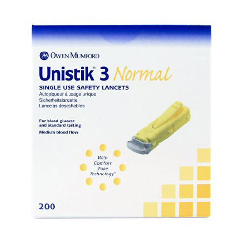 Unistik 3 Normal Safety Lancet Box Of 200 by Unistik | eBay