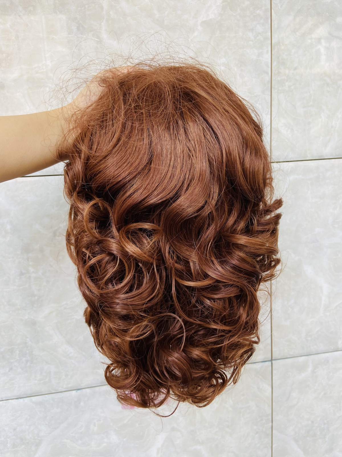 Medium Fluffy Wavy Auburn 33/30 Synthetic Hair Wigs Women Natural ...