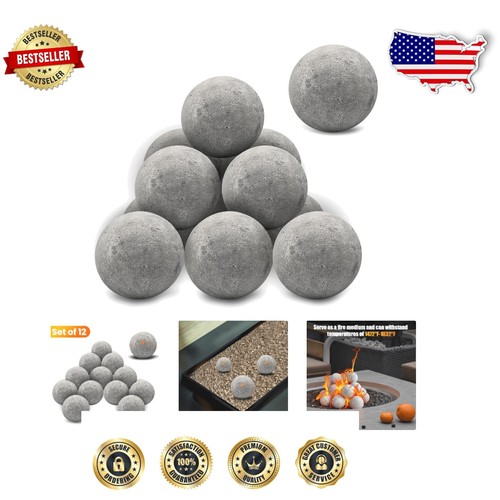 High-Temperature Resistant Grey Fire Stones - 12 Piece Set for Indoor ...