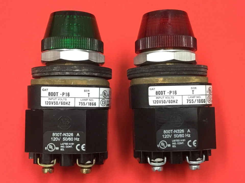 Allen-Bradley - P/N: 800T-P16 - Ser. T - Red & Green Illuminated Button ...
