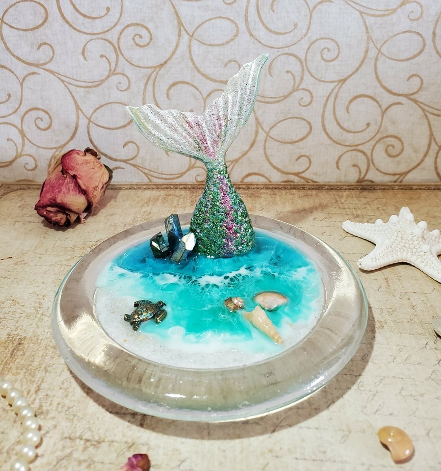Handmade Resin Mermaid Tail Jewelry Trinket Dish #865 | eBay