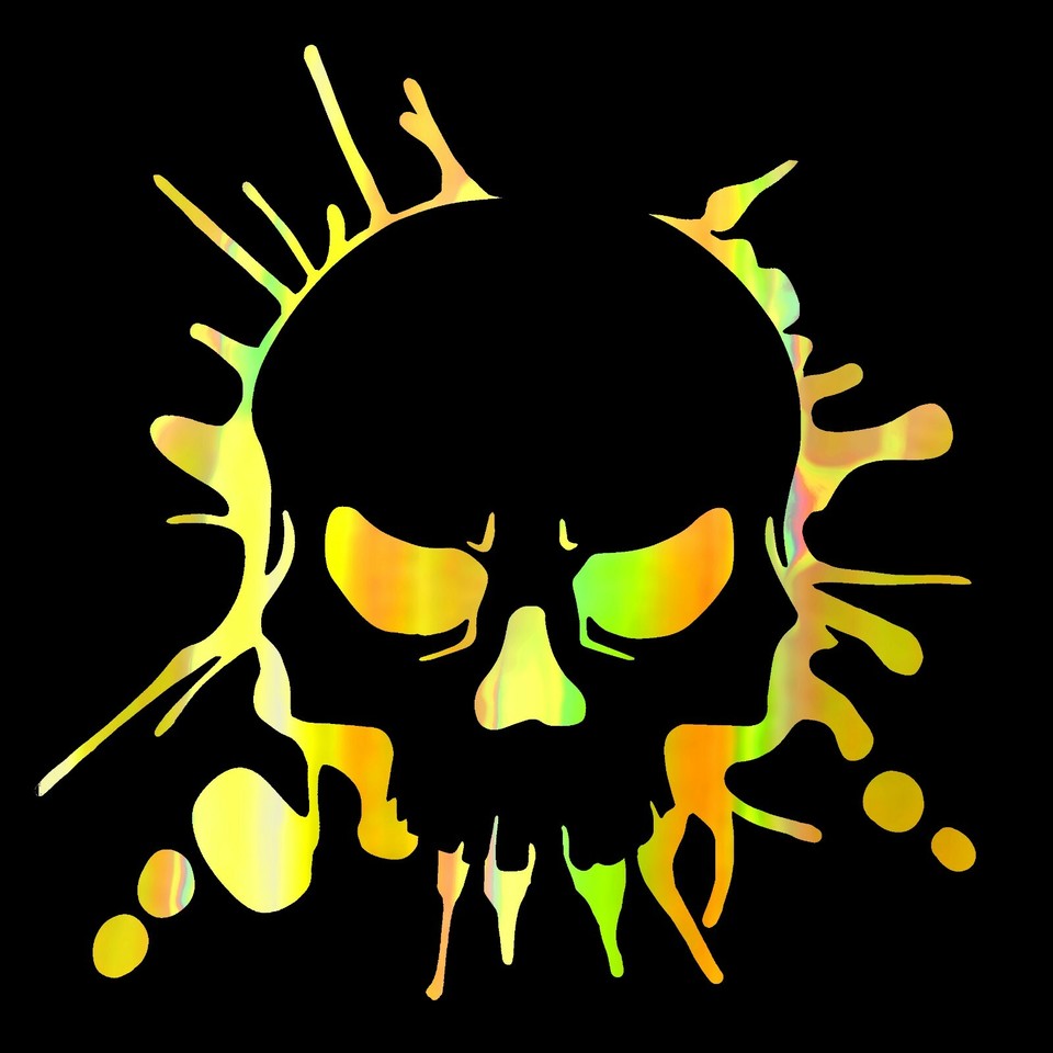 Skull Splatter Chome Decal | eBay