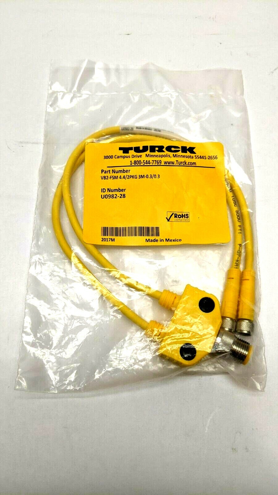 Turck VB2-FSM 4.4/2PKG 3M-0.3/0.3 Daisy Chain Splitter U0982-28 | eBay